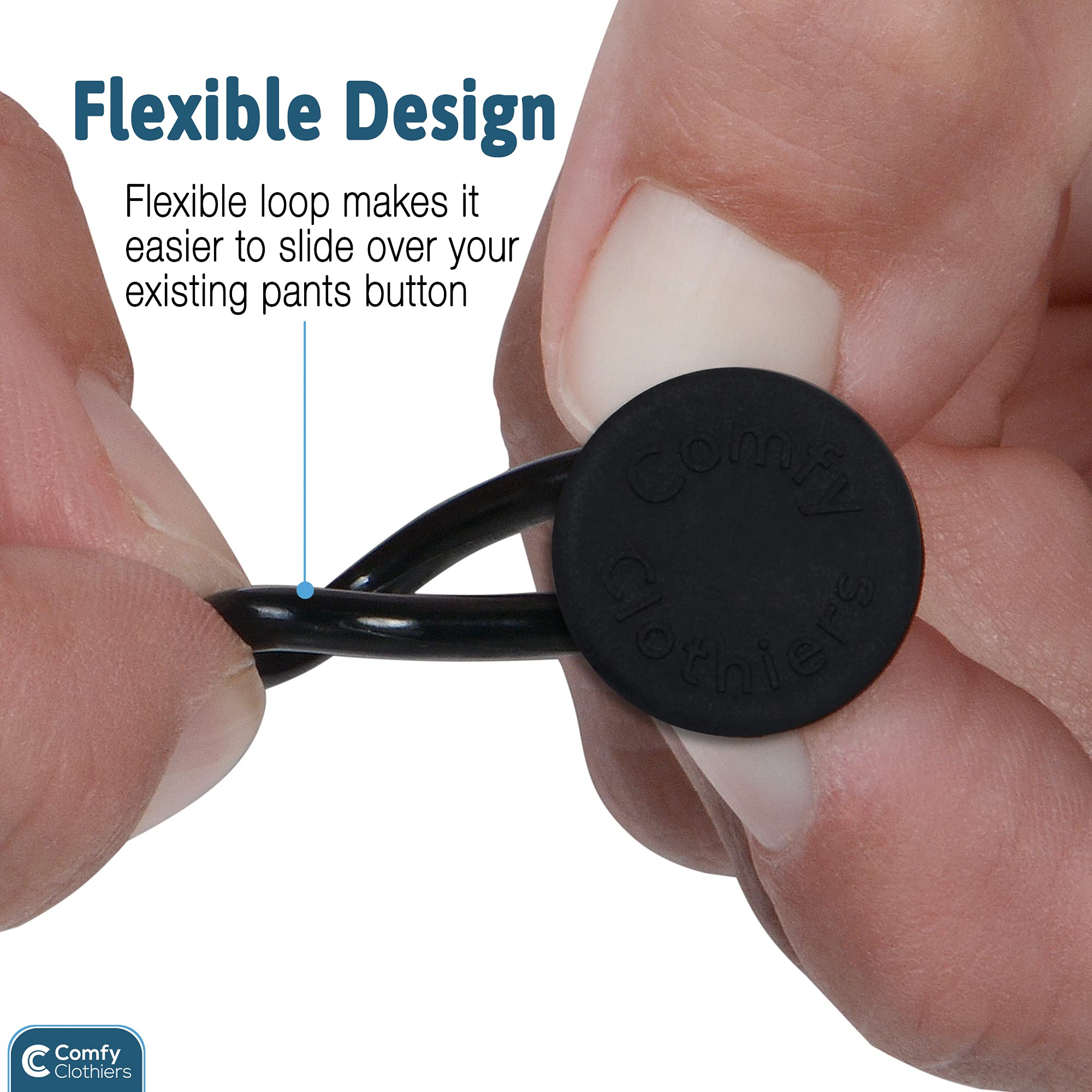 Flexible Button Waist Extenders for Pants (6-Pack Black) Men and Women’s Pants, Shorts, Skirts - Jean Extender Button by Comfy Clothiers