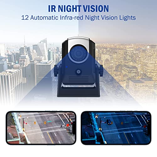 MHCABSR Wireless Backup Reversing Camera, WiFi Dash Camera Work with Phone IP68 Waterproof IR Night Vision Wide Angle Magnetic Rear View Parking Camera for Trailers Trucks RVs Camper Car