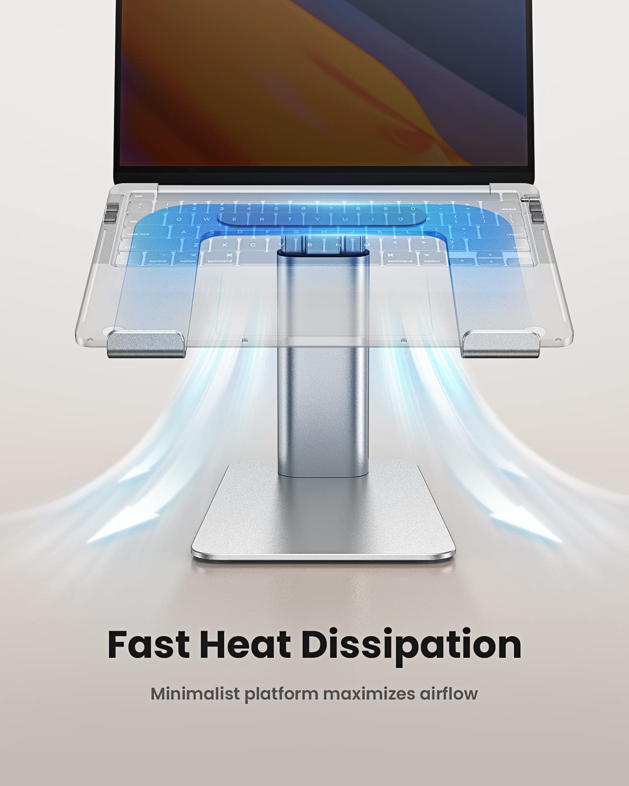 ErGear Adjustable Laptop Stand for Desk, Aluminum Ergonomic Laptop Stand Adjustable Height, Laptop Riser Computer Stand Holder Compatible with Air, Pro, Dell, Lenovo More 10"-15.6" Laptops, Silver