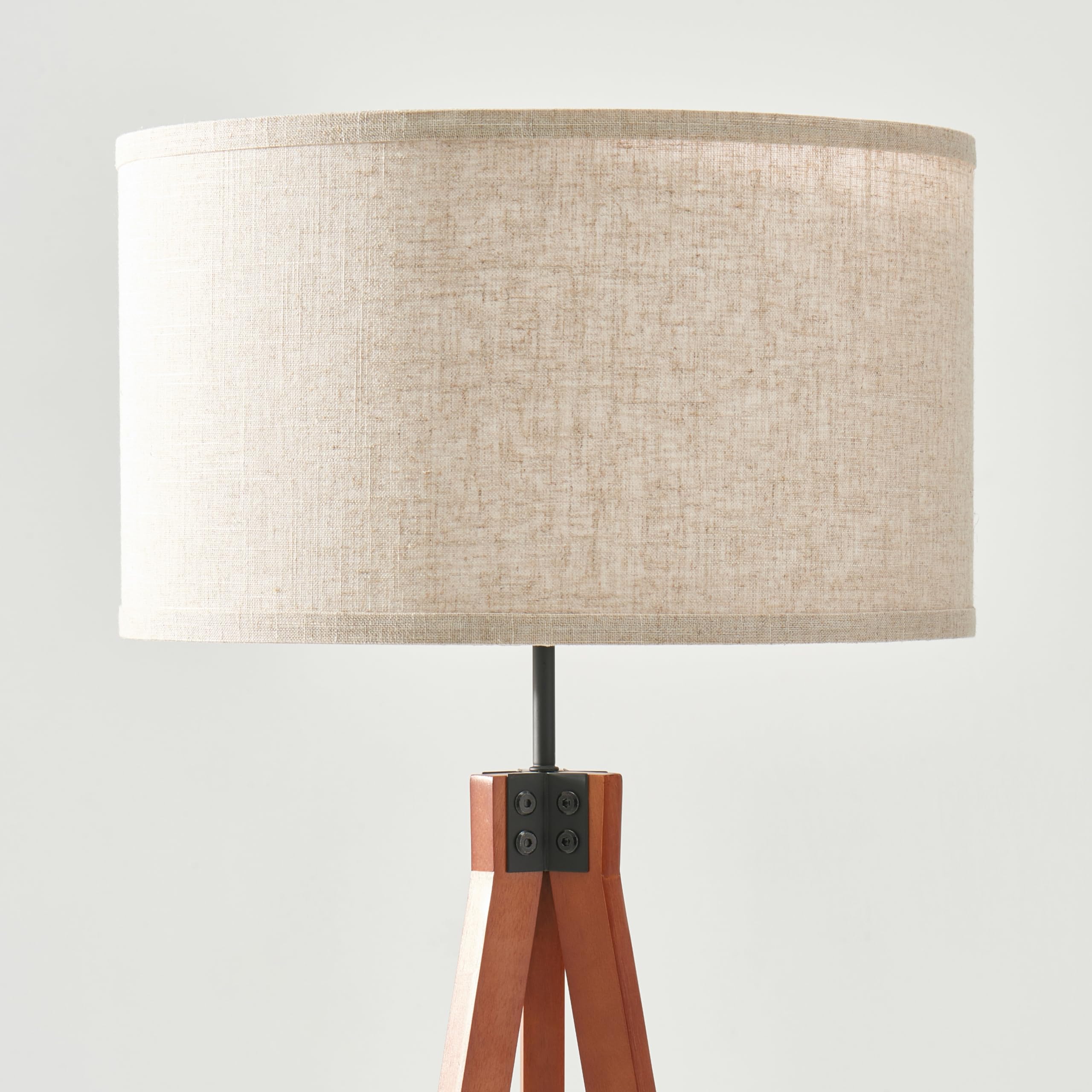 Brightech Eden Tripod Floor Lamp, Dimmable Standing Lamp with Solid Wood Legs for Bedroom Reading, Tall Tree Lamp for Offices, Modern LED Lamp for Living Rooms, Great Living Room Decor - Havana Brown