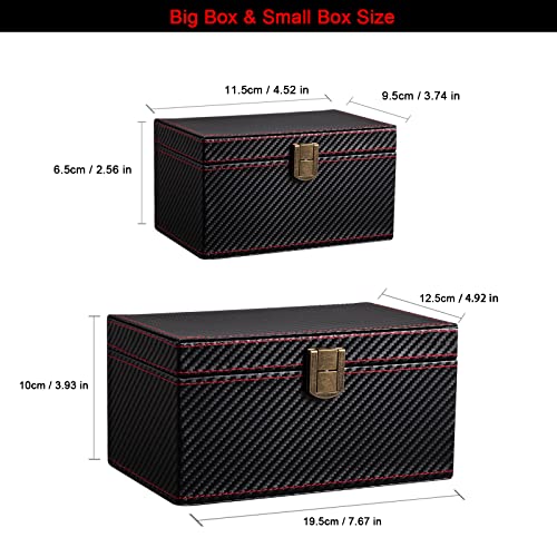 Faraday Box for Car Keys and Black/Red Car Key Signal Blocking Pouch Soft Leather Faraday Bag for Key Fob RFID Box for keyless Entry Car Keys Theft Prevention (1 Small Box + 1Black/1Red Pouch)