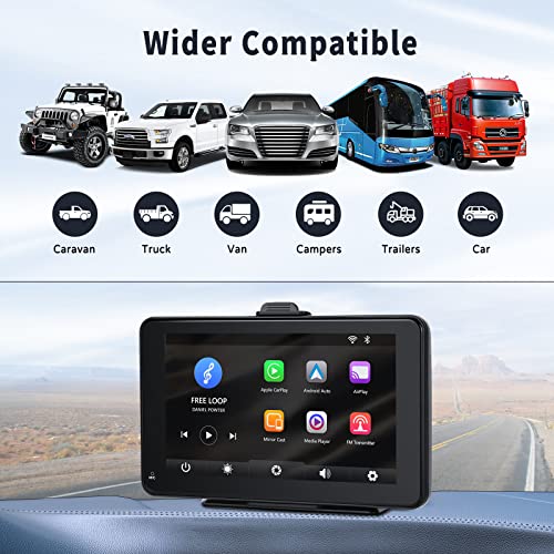 CAMECHO Apple CarPlay & Android Auto Car Stereo, 7" Touch Screen Portable Navigation Devices Car Radio with Apple Airplay,Bluetooth, Mirror Link, Voice Control, Dash or Windshield Mount