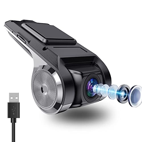 Dash Cam Front USB for Android Car Stereos, 1080P DVR Dash Camera for Cars, Mini Car on-Dash Mounted Cameras with Image Sensor, ADAS, Color Night Vision, Loop Recording