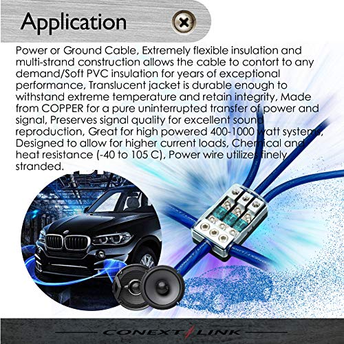 Conext Link 25 FT 1/0 AWG 0 GA Full Gauge Battery Power Cable Ground Wire Frost Red OFC Copper (10047)