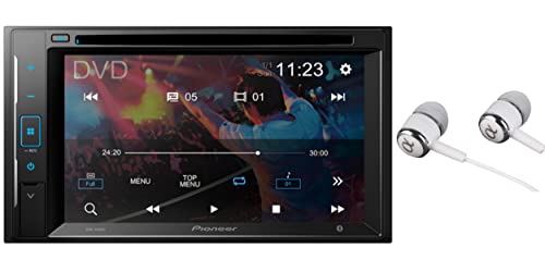 Pioneer in-Dash Double Din WVGA Display Built-in Bluetooth Multimedia DVD CD MP3 USB AM/FM Touchscreen Dual Phone Connection Car Stereo Receiver/Free Alphasonik Earbuds