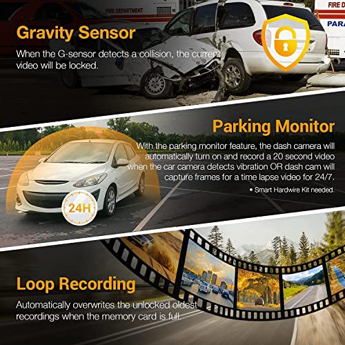 Rexing V1GW-4K Ultra HD Car Dash Cam w/Built-in GPS Logger, 2.4" LCD Screen,Wi-Fi,170° Wide Angle Dashboard Camera Recorder with G-Sensor, WDR, Loop Recording, Supercapacitor, Mobile App, up to 256GB
