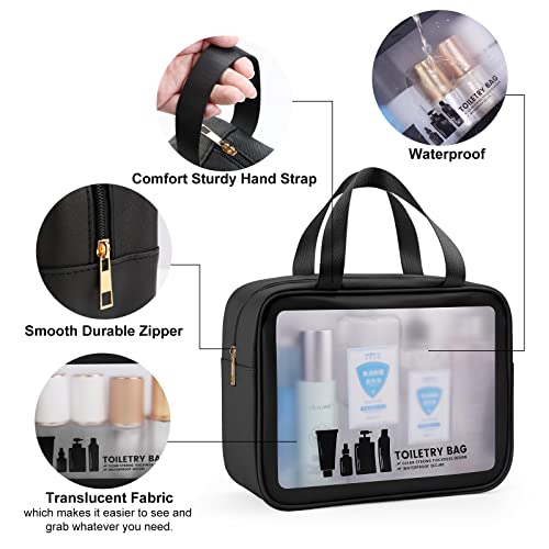 MAANGE 3 Pcs Toiletry Bag for Women Men, Translucent Waterproof Makeup Bags Set Travel Organizer for Accessories, Toiletries, Cosmetics