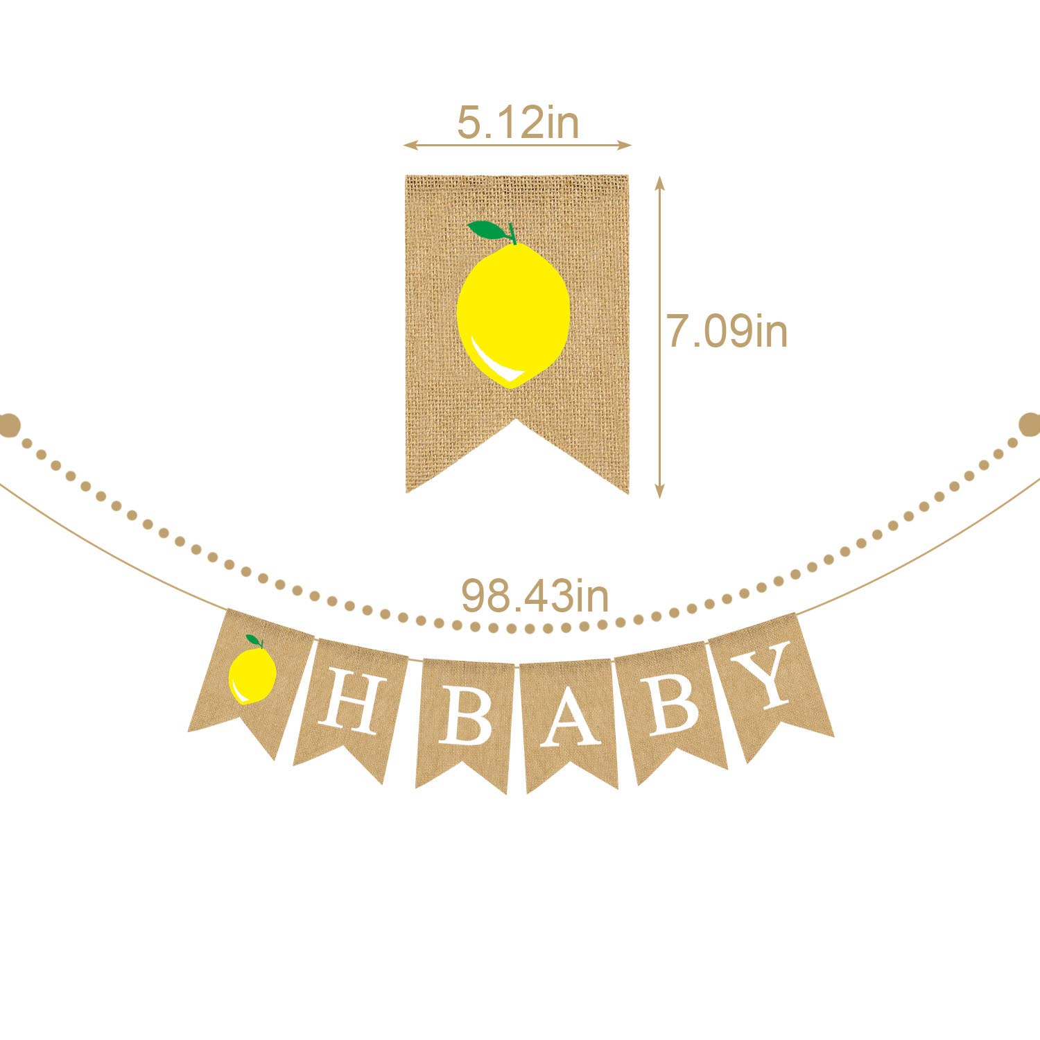Natural Jute Burlap Banner Lemon Theme Baby Shower Party Decoration Fireplace Mantle Decoration