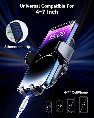 SMORFIT Cup-Holder-Phone-Mount-for-Car/Truck, Quick Extension Long Arm Fast Swivel Adjustable Height 360 Rotatable, Solid Cup Low Profile Universal Mobile Mount