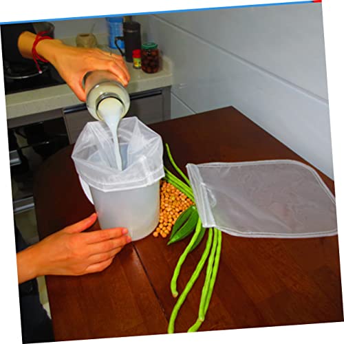 EXQUIMEUBLE 3 Pcs Mesh Food Filter Bags Fruit Filter Pouch Cheesecloth Straining Bags Tea Filter Bag Mesh Strainer Organic Yogurt Tea Strainer Fruit Juice Filter Pouch White Nylon Bag Soy Milk