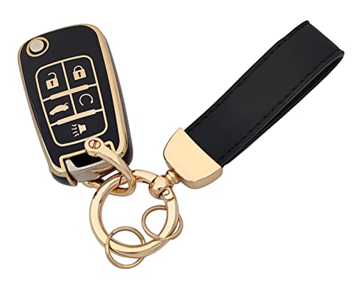 vurbemes TPU Protector Key Fob Cover Case Compatible with Chevy Chevrolet Equinox Encore Camaro Cruze Malibu Impala Buick Regal Lacrosse GMC Terrain Keyless Entry TPU Key Fob (Black)