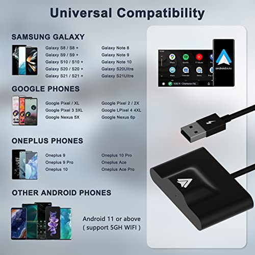 Android Auto Wireless Adapter,Wireless Android Auto Adapter,Wireless Android Auto,Easy Setup AA Wireless Android Auto Dongle for Android Phones Converts Wired Android Auto to Wireless.
