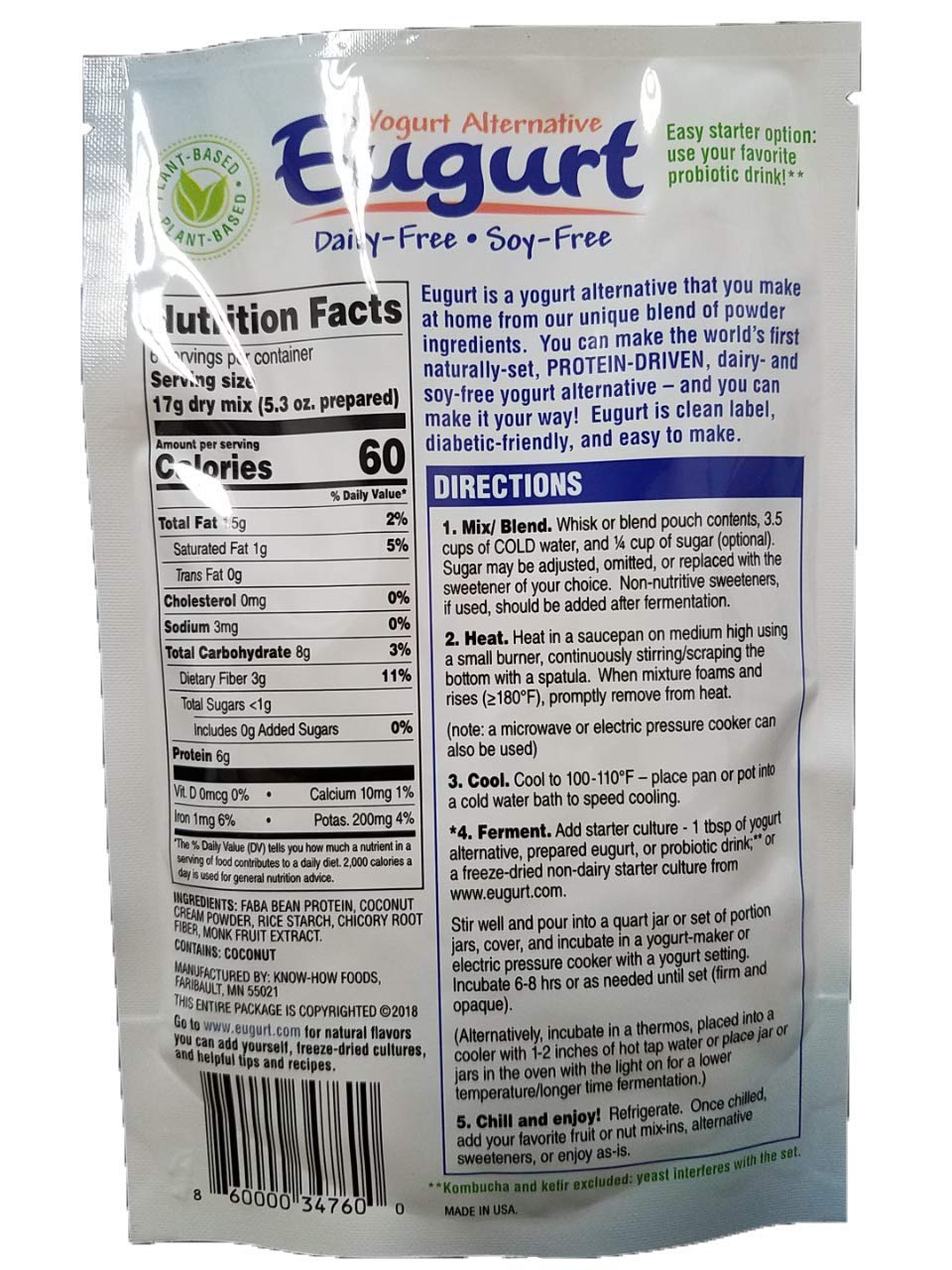 "Better Than Yogurt" Make At Home Mix (Dairy and Soy Free!) (Coconut, 2-Pack)