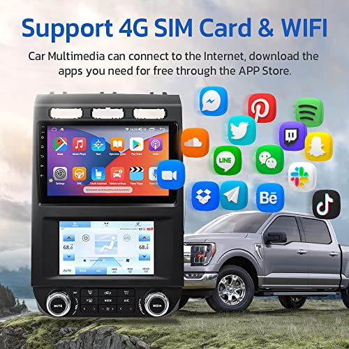 Dual Screen for Ford F150 Car Radio 2015 2016 2017 2018 2019 2020 2021 Head Unit Auto Stereo Multimedia Player GPS Navigation Carplay Touch Screen (4G+64GB)
