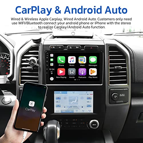 Dual Screen for Ford F150 Car Radio 2015 2016 2017 2018 2019 2020 2021 Head Unit Auto Stereo Multimedia Player GPS Navigation Carplay Touch Screen (4G+64GB)
