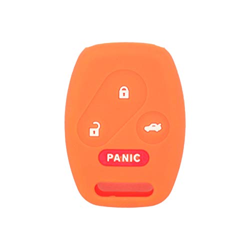 SEGADEN Silicone Cover Protector Case Holder Skin Jacket Compatible with HONDA 4 Button Remote Key Fob 3 BTN + Panic CV4216 Orange
