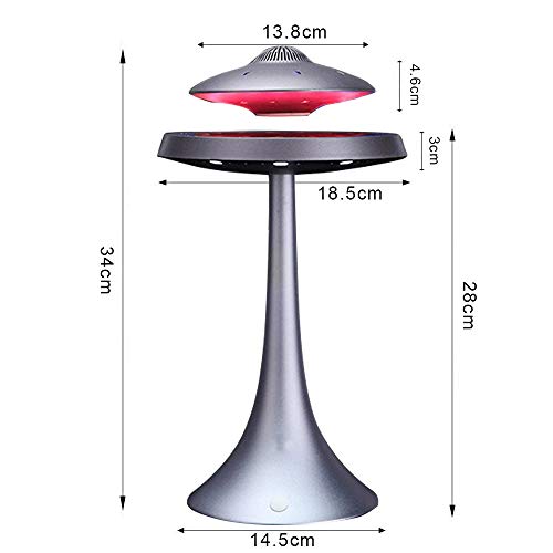Levitating Floating Speaker, Magnetic UFO Bluetooth Speaker V4.0 , LED Lamp Bluetooth Speaker with 5W Stereo Sound , Wireless Charge, 360 Degree Rotation , for Home /Office Decor ,Unique Gifts(Grey)