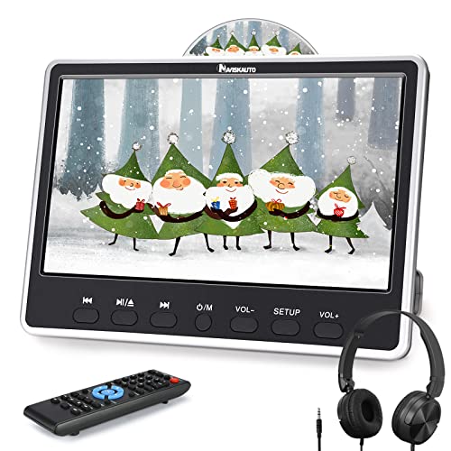 NAVISKAUTO 12'' Headrest DVD Player with HDMI Input, Car DVD Player with Free Headphone Support USB/SD Card, 1080P Video, MP4, Region Free, Last Memory, AV in & AV Out