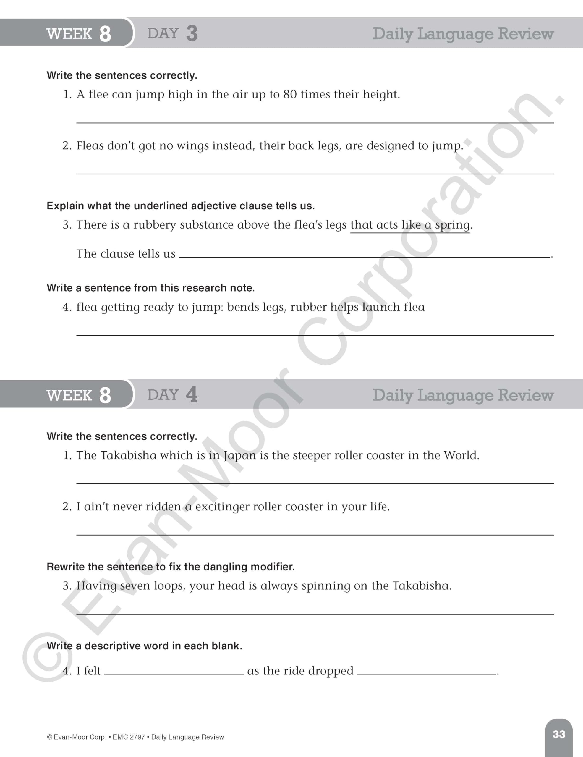 Evan-Moor Daily Language Review, Grade 7 Actvities Homeschooling & Classroom Resource Workbook, Reproducible Worksheets, Teacher Edition, Daily Practice, Skills Assessment, Grammar, Punctuation
