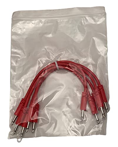 Luigis Modular Supply Spaghetti Eurorack Patch Cables - Package of 5 Red Cables, 6 (15 cm)
