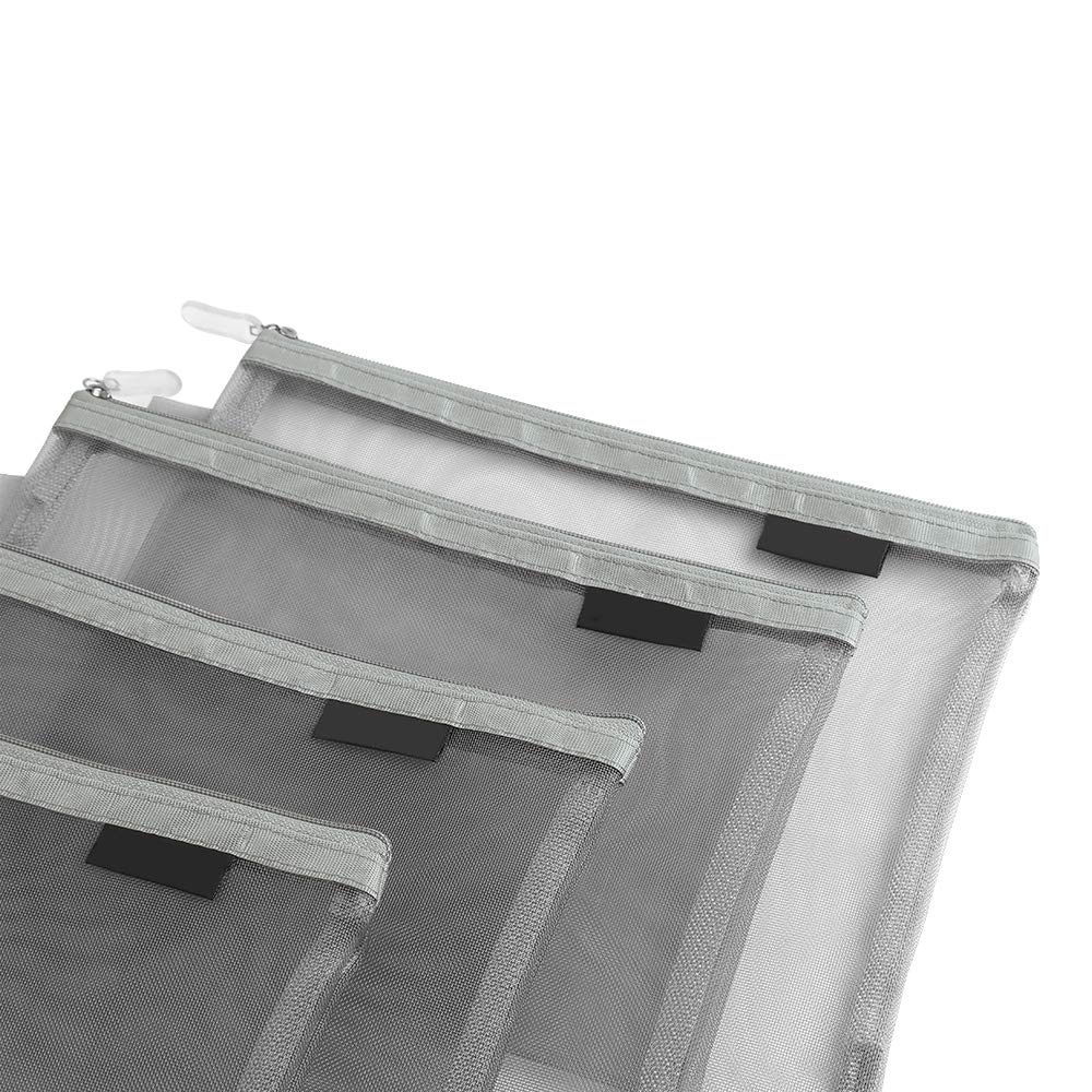 Topfinder Clear Cosmetic Bags Zip Makeup Mesh Bags Pencil Case Pouch Travel Toiletry Kit Set Storage Case ((6A+5A)*3 Grey)