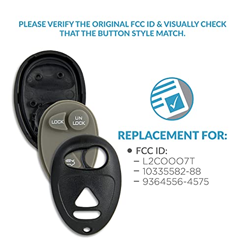 Keyless2Go Replacement for New Shell Case and 4 Button Pad for Remote Key Fob with FCC L2C0007T - Shell ONLY