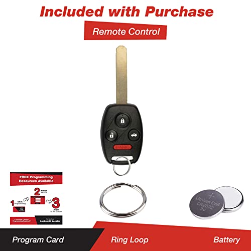 KeylessOption Keyless Entry Remote Fob Uncut Ignition Car Key for 2006-2011 Honda Civic EX Si N5F-S0084A
