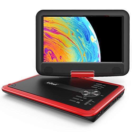 ieGeek 11.5" Portable DVD Player with SD Card/USB Port, 5 Hour Rechargeable Battery, 9.5" Eye-Protective Screen, Support AV-in / Out, Region Free, Red