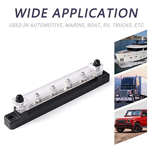 MNJ Motor 4 Terminal Bus Bar & Cover Ground Distribution Block - Car Boat Marine Power Distribution Terminal Block