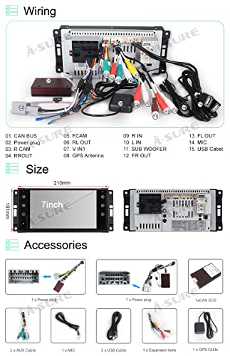 7 inch 8Core 3G+32G Android 12 Wireless Carplay Android Auto Car Stereo Radio for 2006-2010 Grand Cherokee Dodge Ram 1500 Chrysler 300 Sebring Touchscreen In-Dash GPS Navigation Unit with WiFi SWC DSP