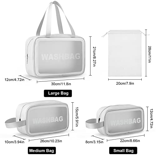 MicoSim Clear Toiletry Bag Set for Women Men, Translucent Waterproof Travel Makeup Bag with Handle, Large Capacity Sturdy & Leak Resistant Cosmetic Bag Pouch for Traveling,Accessories…