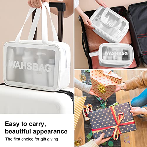 MicoSim Clear Toiletry Bag Set for Women Men, Translucent Waterproof Travel Makeup Bag with Handle, Large Capacity Sturdy & Leak Resistant Cosmetic Bag Pouch for Traveling,Accessories…