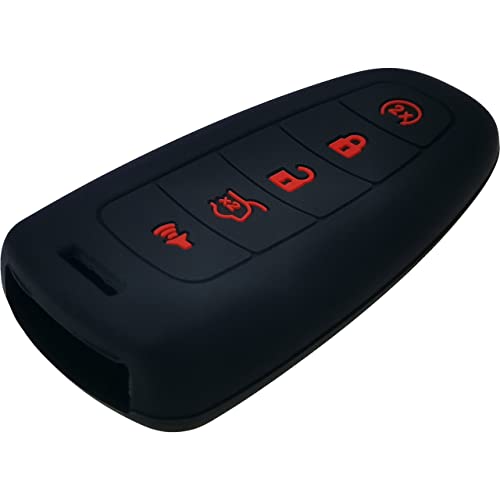 2Pcs Silicone 5 Buttons Key Fob Cover Remote Case Keyless Protector Compatible with Ford C-Max Edge Escape Expedition Explorer Flex Focus Taurus Lincoln MKS MKT MKX Navigator (Black)
