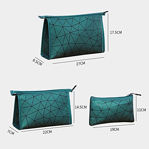 RNONDRY 3Pcs Makeup Bag Set for Women Travel Cosmetic Organizer Bag Large Zipper Pouch Toiletry Bag for Girls (3Size, Black)