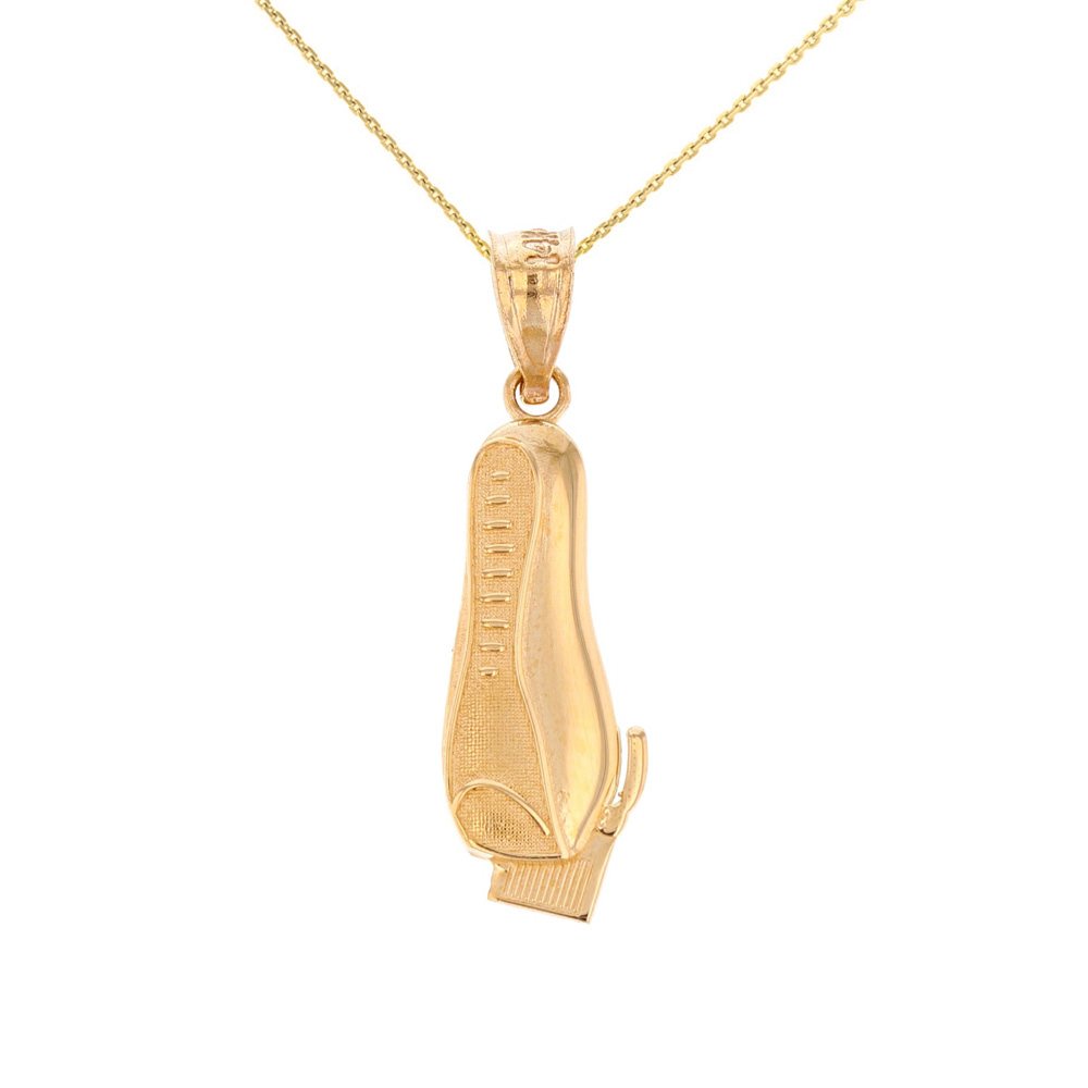 14k Yellow Gold Men's Electric Shaver Straight Edge Razor for Barber Pendant Necklace, 20"
