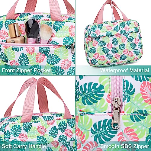 BTOOP 2 Pcs Makeup Bag Large Travel Cosmetic Tote Bags Cute Makeup Pouch Toiletry Handle Purse Organizer Set for Women (Turtle back-Pink green)