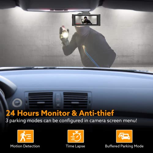 Blueskysea 4K Dash Cam, 3840x2160P Ultra HD Car Dash Camera w/ WiFi, GPS, 8MP Sensor, 3.16" Wide Screen, Night Vision, Wide Angle, Buffered Parking Mode, Motion Detection, G-Sensorā¦