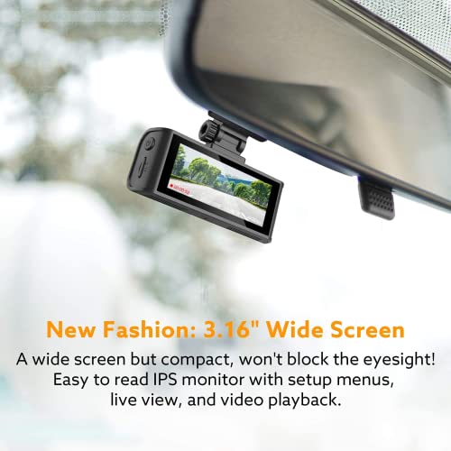 Blueskysea 4K Dash Cam, 3840x2160P Ultra HD Car Dash Camera w/ WiFi, GPS, 8MP Sensor, 3.16" Wide Screen, Night Vision, Wide Angle, Buffered Parking Mode, Motion Detection, G-Sensorā¦