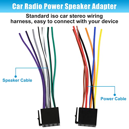 Universal ISO Car Radio Stereo Wiring Harness Adapter, Car Audio Video Wire Cable Power Speaker Connector
