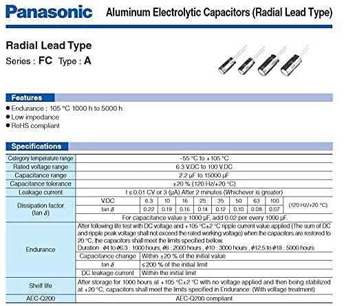 12PCS 470uF 25V Panasonic FC Low ESR, 105 Degree high Temperature Resistant Series Audio Grade Capacitor 8x12 mm for high-end Audio