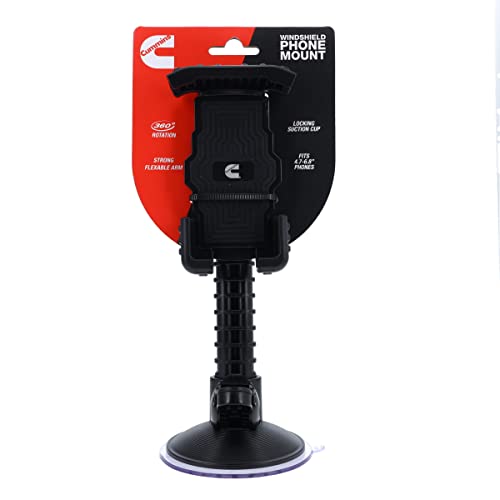Cummins Windshield Phone Mount CMNWSPH - Suction Cup Phone Holder for Car or Truck Window or Dash Universal Fit - Black