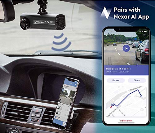 Scosche NEXC2128-XCES0 Full HD Two-Way Smart Dash Cam Powered by Nexar with Suction Cup and 128GB Memory