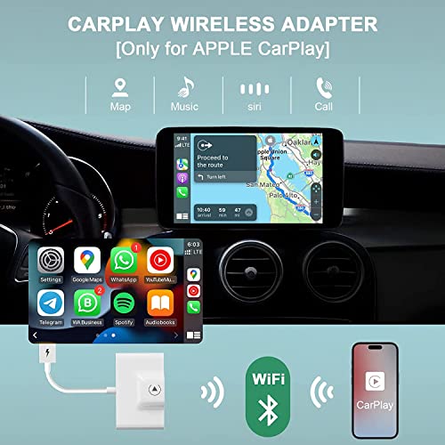SSUCA CarPlay Wireless Adapter for Factory Wired CarPlay 2023 Upgrade Plug & Play Wireless CarPlay Dongle Converts Wired to Wireless Fast and Easy Use Fit for Cars from 2015 & iPhone iOS 10+