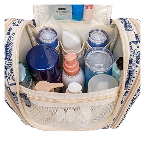 Narwey Small Hanging Toiletry Bag Women Travel Makeup Bag Organizer Toiletries Bag for Travel Size Essentials Accessories Cosmetics (Medium, Elephant)