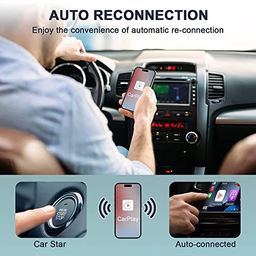 SSUCA CarPlay Wireless Adapter for Factory Wired CarPlay 2023 Upgrade Plug & Play Wireless CarPlay Dongle Converts Wired to Wireless Fast and Easy Use Fit for Cars from 2015 & iPhone iOS 10+