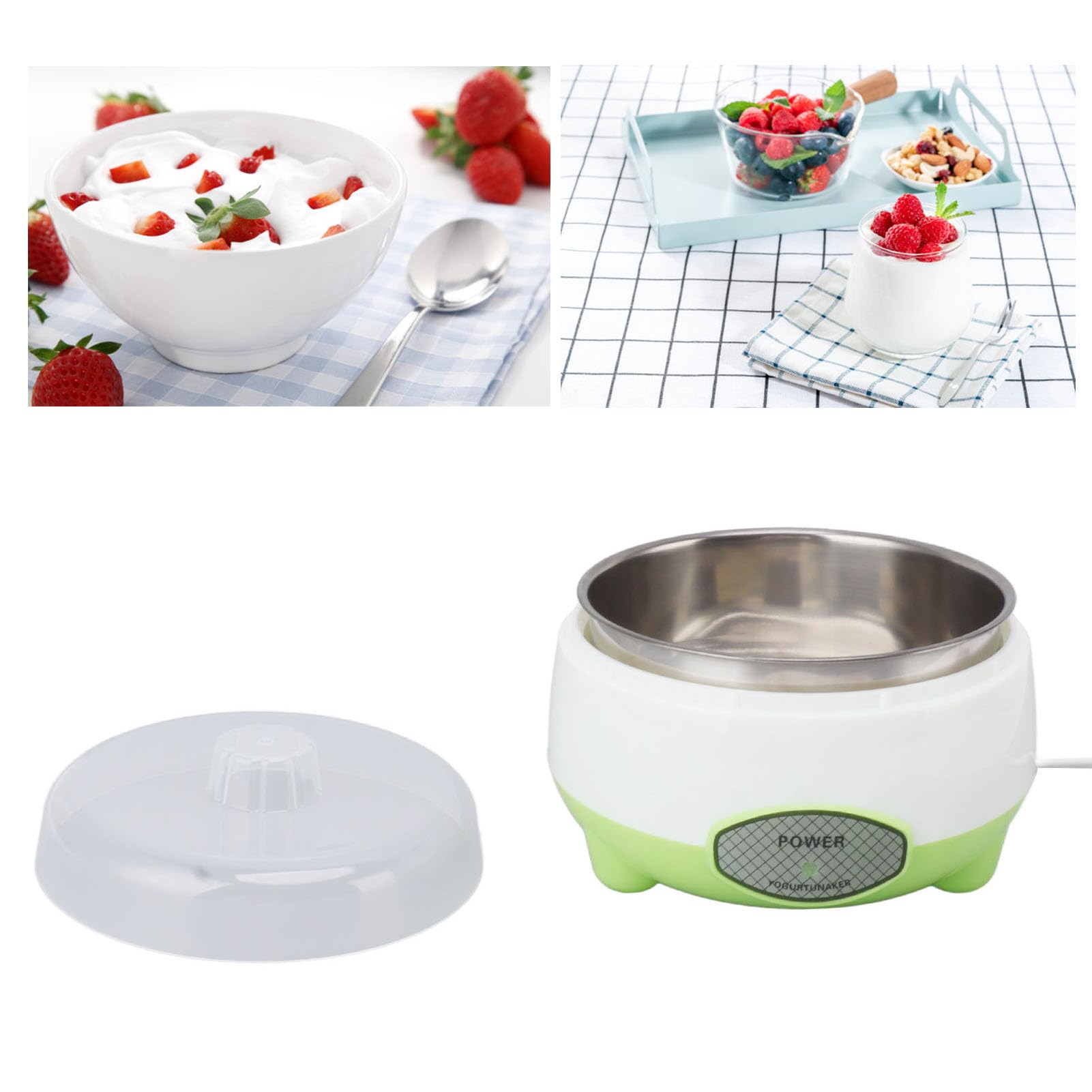 Yogurt Maker Machine, French and Greek Yogurt Maker, 15W Stainless Steel Yoghurt Maker for Home Organic Yogurt, Cheese Maker, Natto Maker