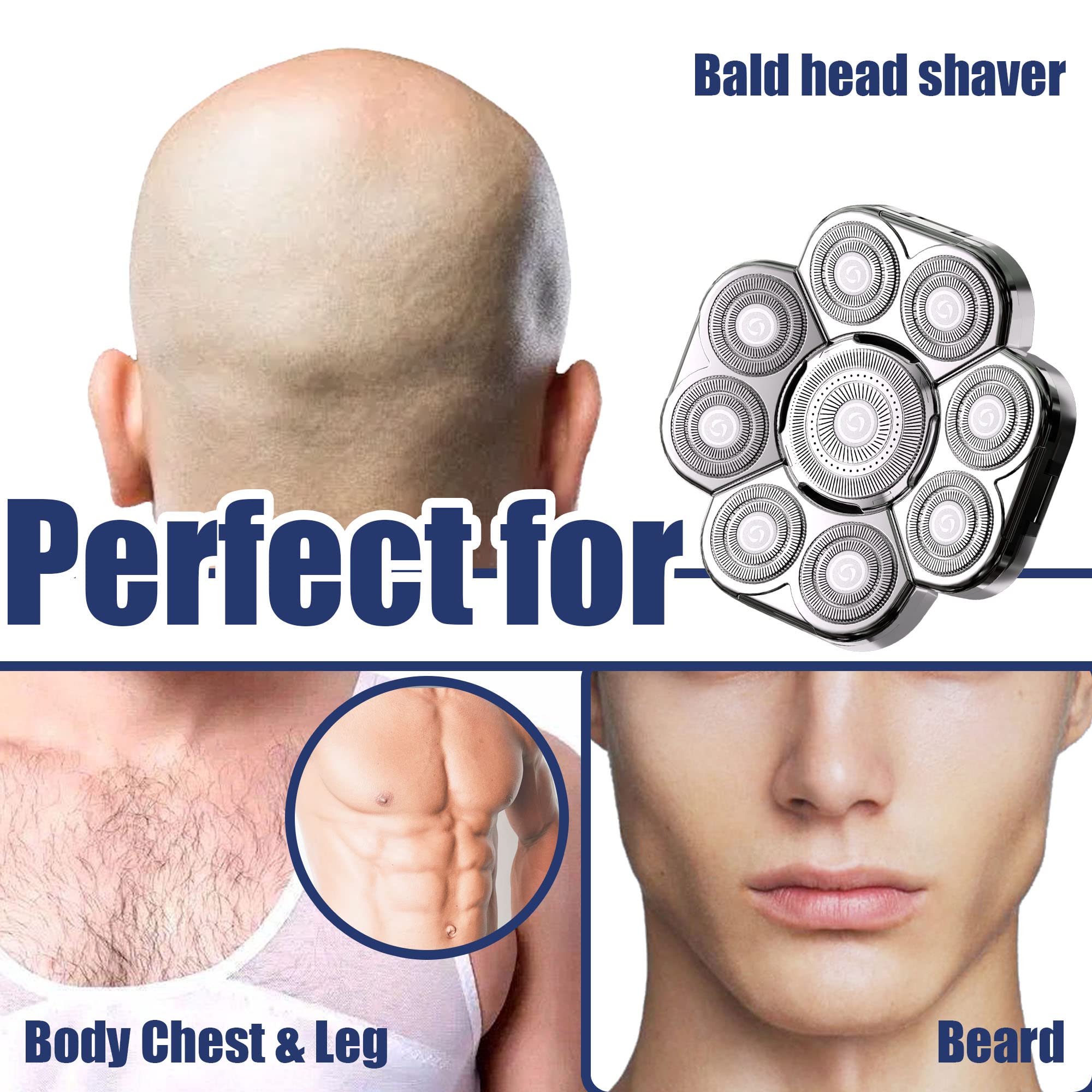 Universal Replacement Heads for Blade,Replacement Blades Compatible with Most Major Head Shaver Brands, Easy-to-Install Electric Razor Shaver Heads for Bald Men. (9 Silver)
