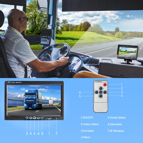 Backup Camera System, Rear View Camera 7'' Monitor Kit FHD 1080P Back Up Camera for Car Truck RV Minivan Waterproof Night Vision, Dual Channel Easy to Install Wired Camera