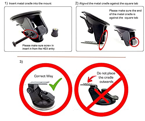 Super Suction Windshield Suction Cup Mount for Escort MAX MAX2 2 / 2015-2019 MAX360 Radar Detector w/Slide in Plate Connection (NOT for Radar That use Magnetic Cradle, Metal Slide in Plate Slot only)