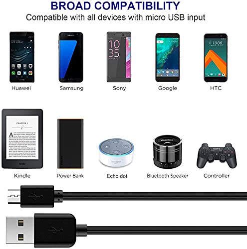 Dacheng xiaochen Micro USB Wall Charger, 5V 1A Power Supply Adapter with 1.5m Android Charger Cable, UL Certified Plug Compatible Phone Kindle and Bank, Black